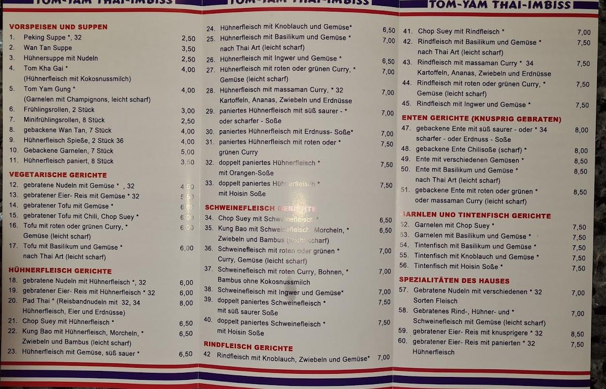 Menu at Thai Imbiss Tom-Yam - Witten restaurant, Witten