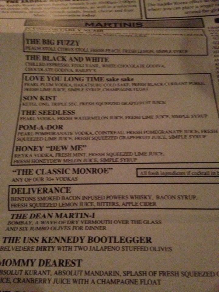 Menu at The Saddle Room pub & bar, Hoffman Estates