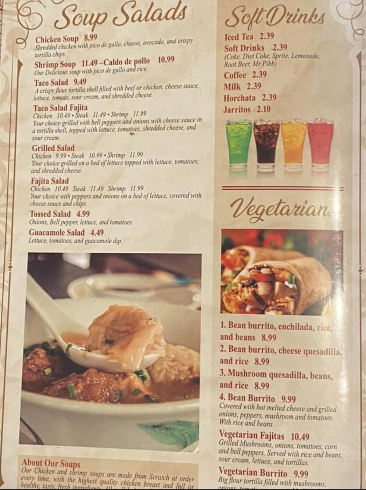 Menu at Del Sol Mexican Restaurant, Laurel