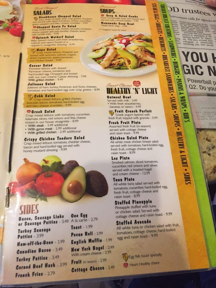 Menu at Egg Yolk Cafe, West Chicago
