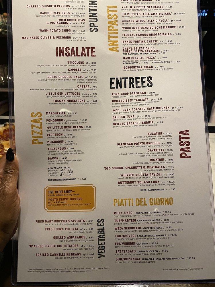 Menu at Posto Italian pub & bar, Longmeadow