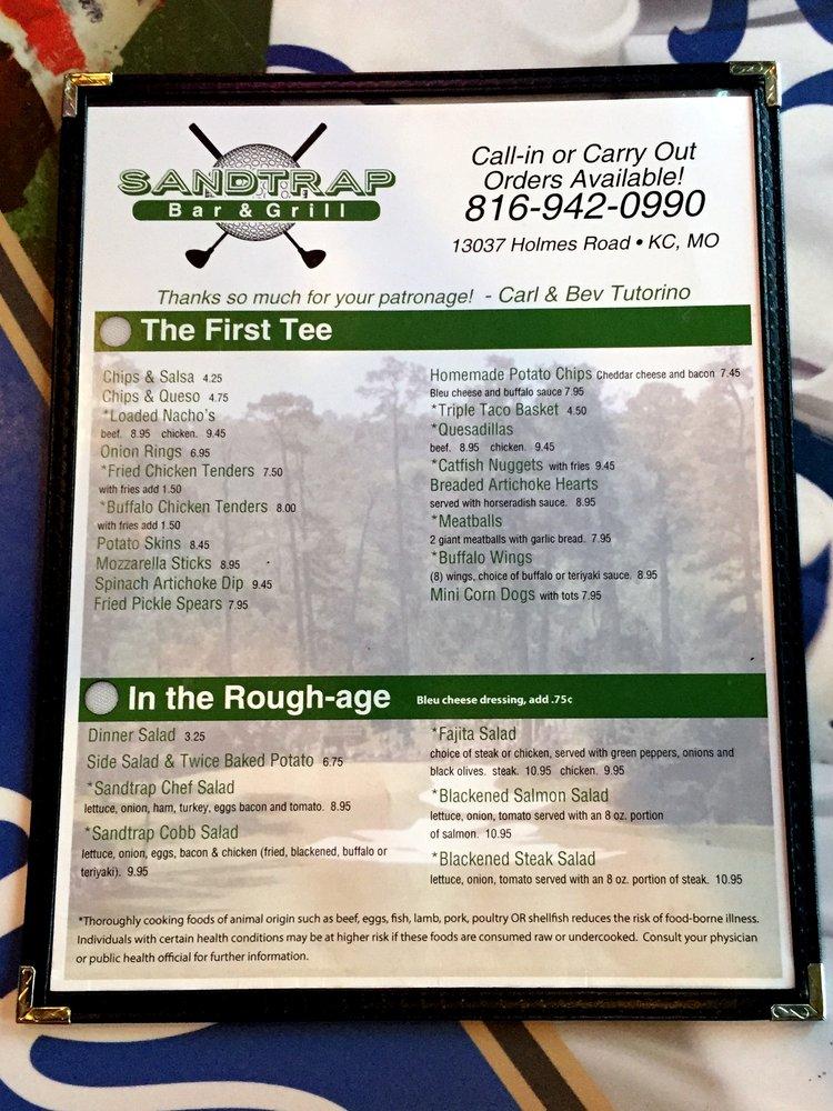 Menu at Sand Trap Bar & Grill, Kansas City