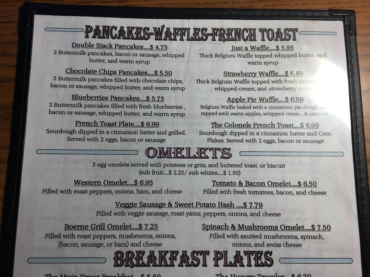 Menu at Boerne Grill restaurant, Boerne
