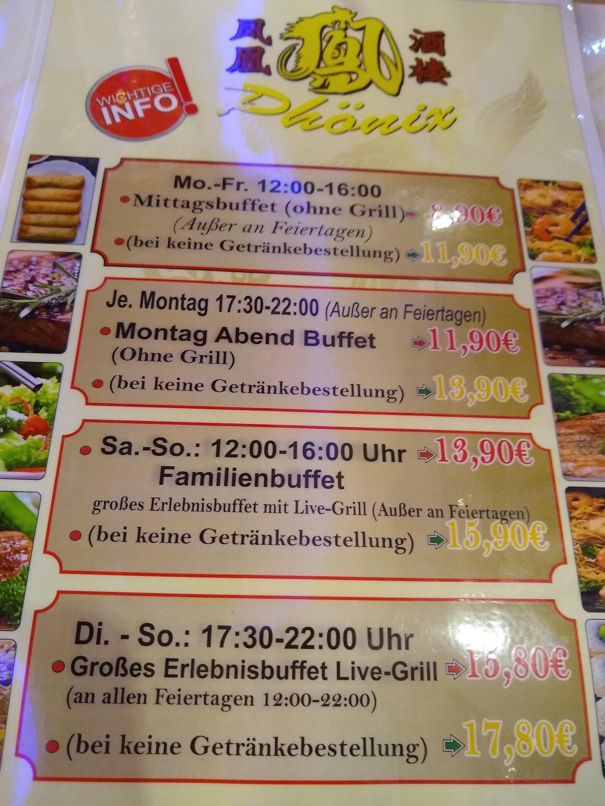 Speisekarte von China-Restaurant Phönix Buffet, Berlin