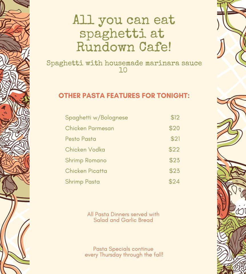 Menu at Rundown Cafe, Kitty Hawk