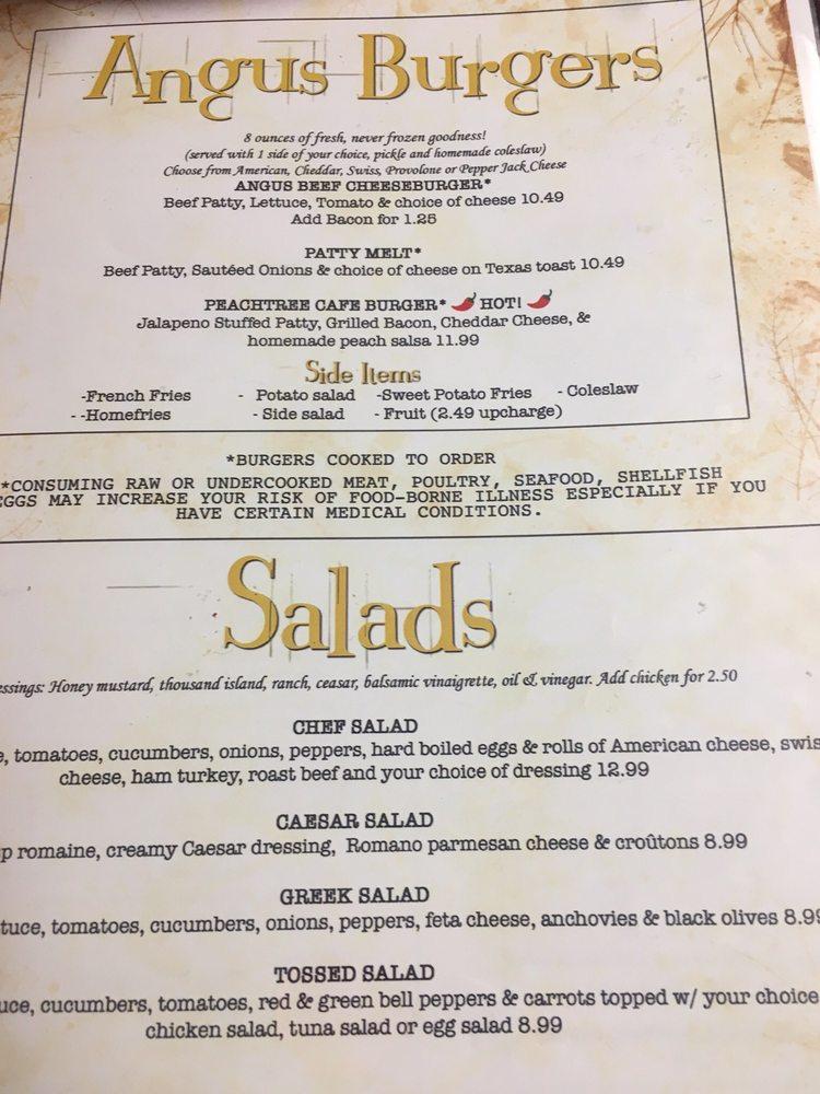 Menu at The Peachtree Cafe, Lawrenceville