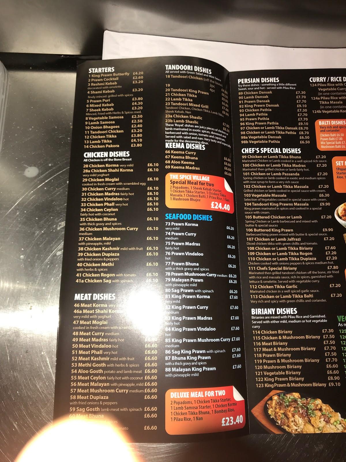 Menu at The Spice Village(St Neots)Limited fast food, Saint Neots
