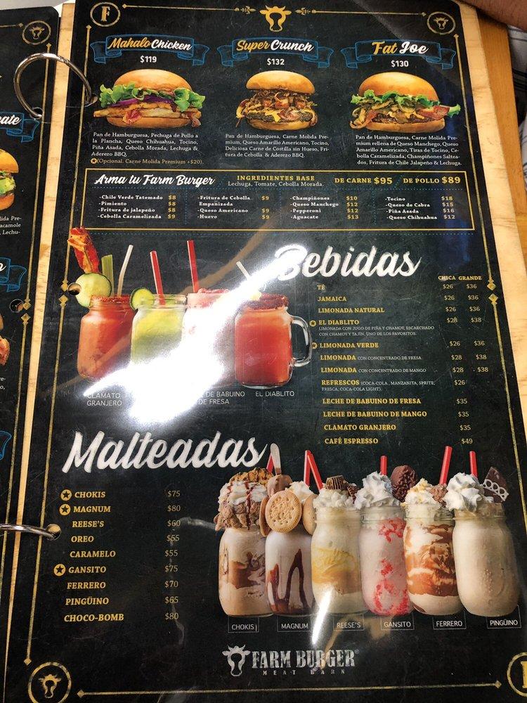 Carta de Farm Burger Meat Barn, Culiacán Rosales, Lago de Zayula #1340