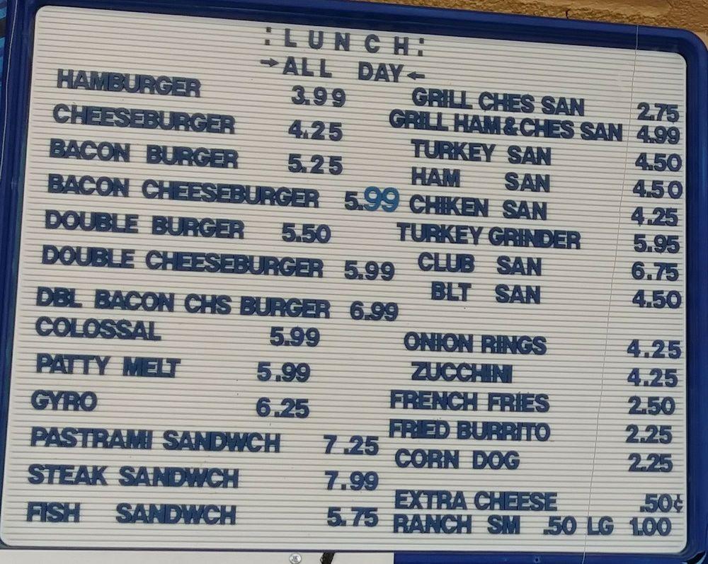 Menu at Golden Ox restaurant, Ridgecrest