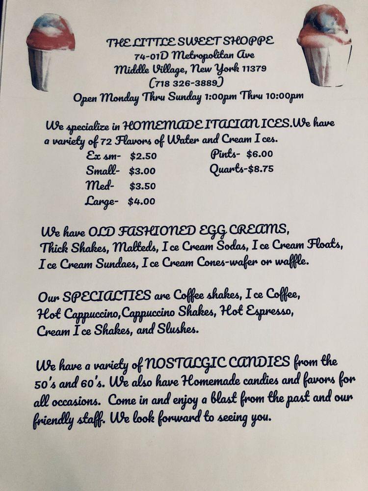 Menu at Little Sweet Shoppe desserts, New York City, Metropolitan Ave