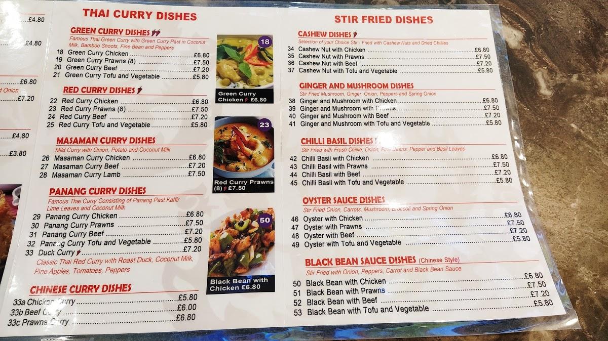 Menu at Bangkok Mami fast food, Gravesend