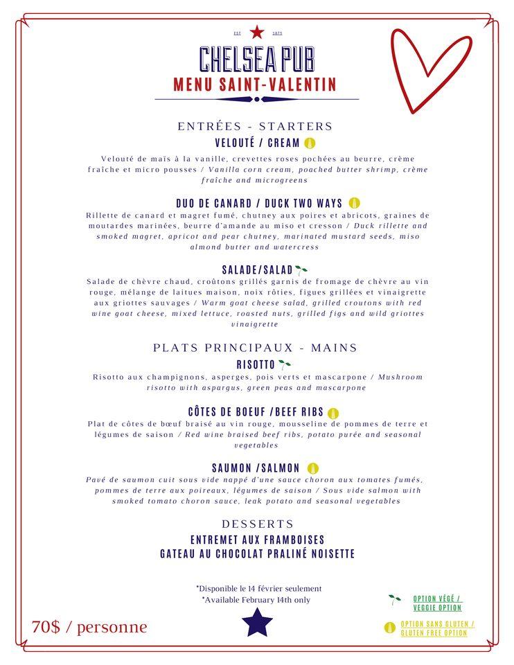 Menu at Chelsea Pub, Chelsea, 238 Chem. Old Chelsea