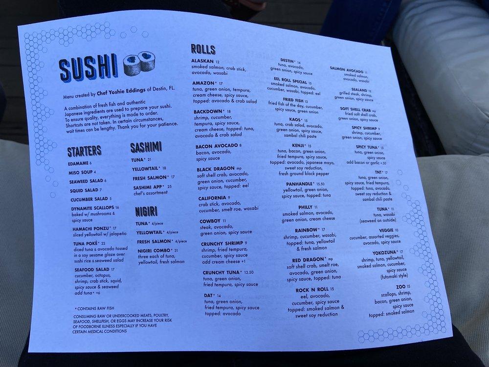 Menu at Chuck's Fish Tallahassee restaurant, Tallahassee