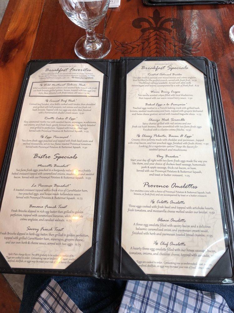 Menu at La Provence Boulangerie & Patisserie restaurant, Beaverton
