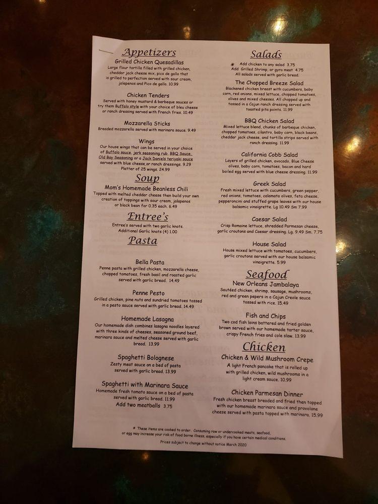 Menu at Mile 20 at Mediterranean Breeze pub & bar, Herndon, 781-R ...