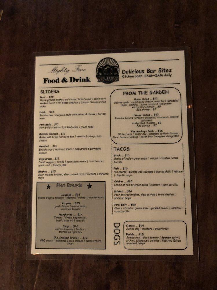 Menu at The Three Monkeys pub & bar, West New York