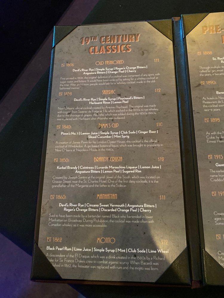 Menu at Hideout Bar, New Orleans