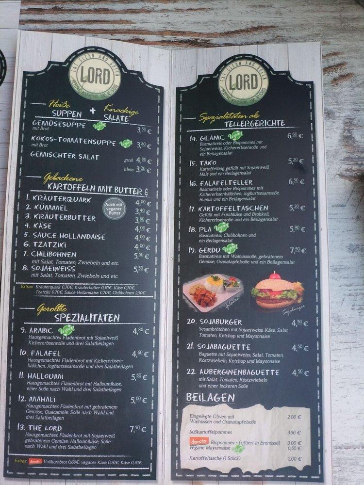 Menu at Lord restaurant, Dortmund