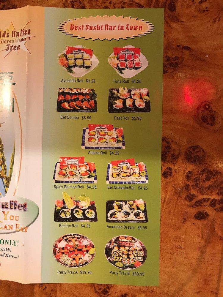 Menu at New Asia Buffet restaurant, DeRidder