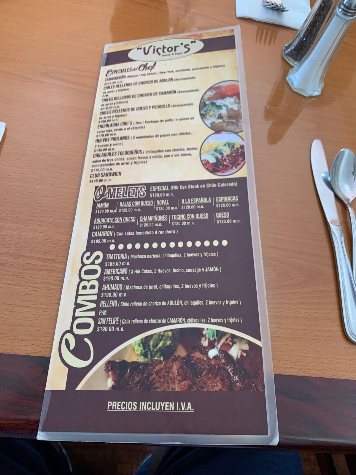 Menu at Restaurant Victor’s La Primera, Ensenada
