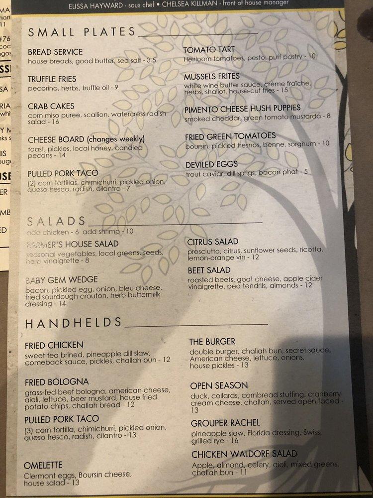 Menu at Root & Branch bistro + bar, Clermont