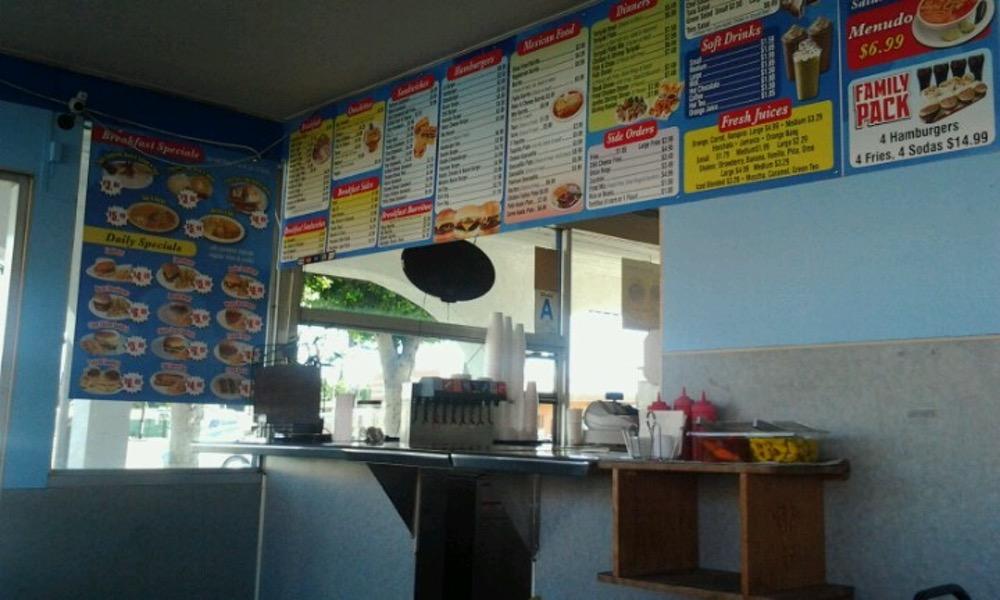 Menu at Sky Burgers restaurant, Paramount