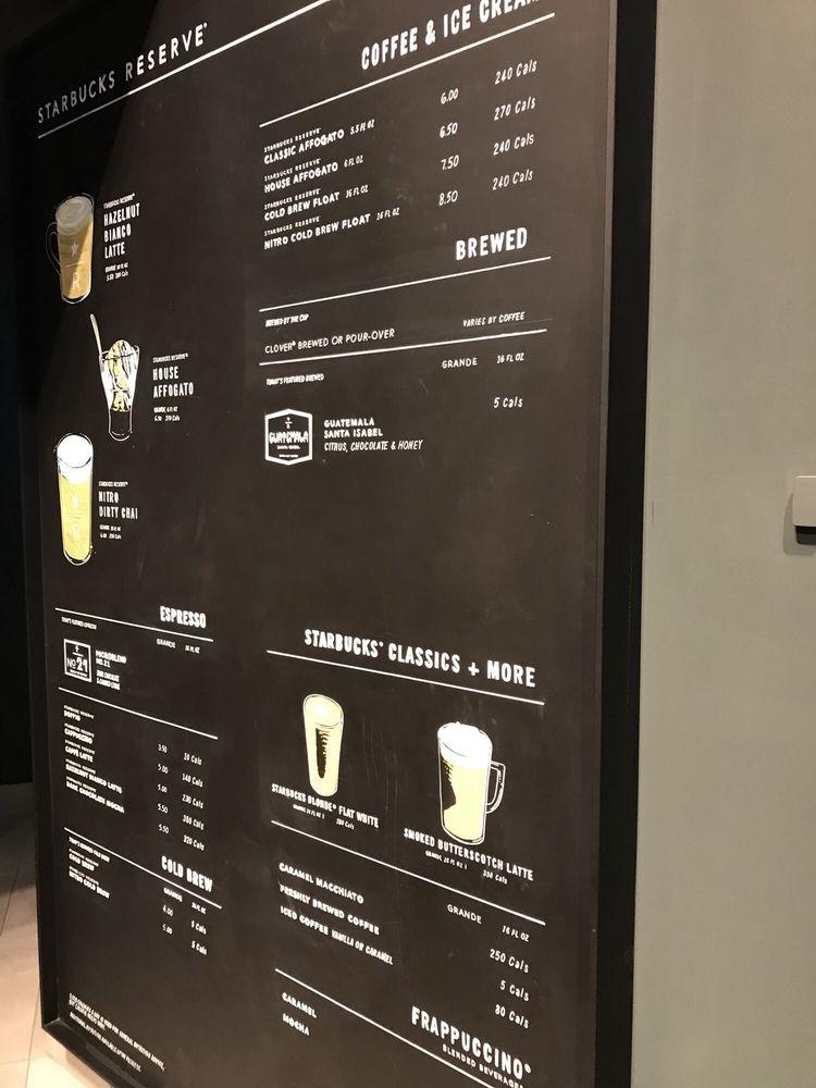 Menu at Starbucks Reserve cafe, Toronto, Don Mills Rd