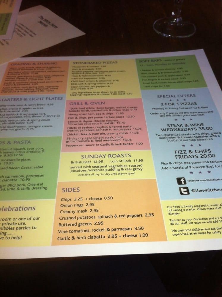 Menu at The White Horse pub & bar, Coventry, Kenilworth Rd