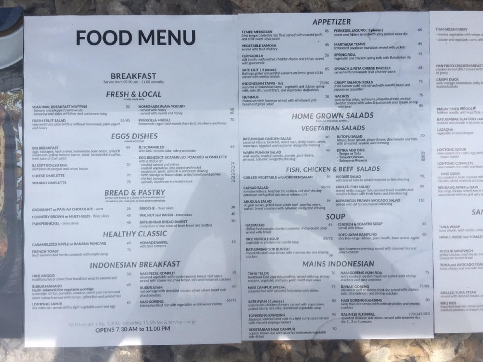 Menu at Batujimbar Cafe, Denpasar, Jl. Danau Tamblingan No.75A