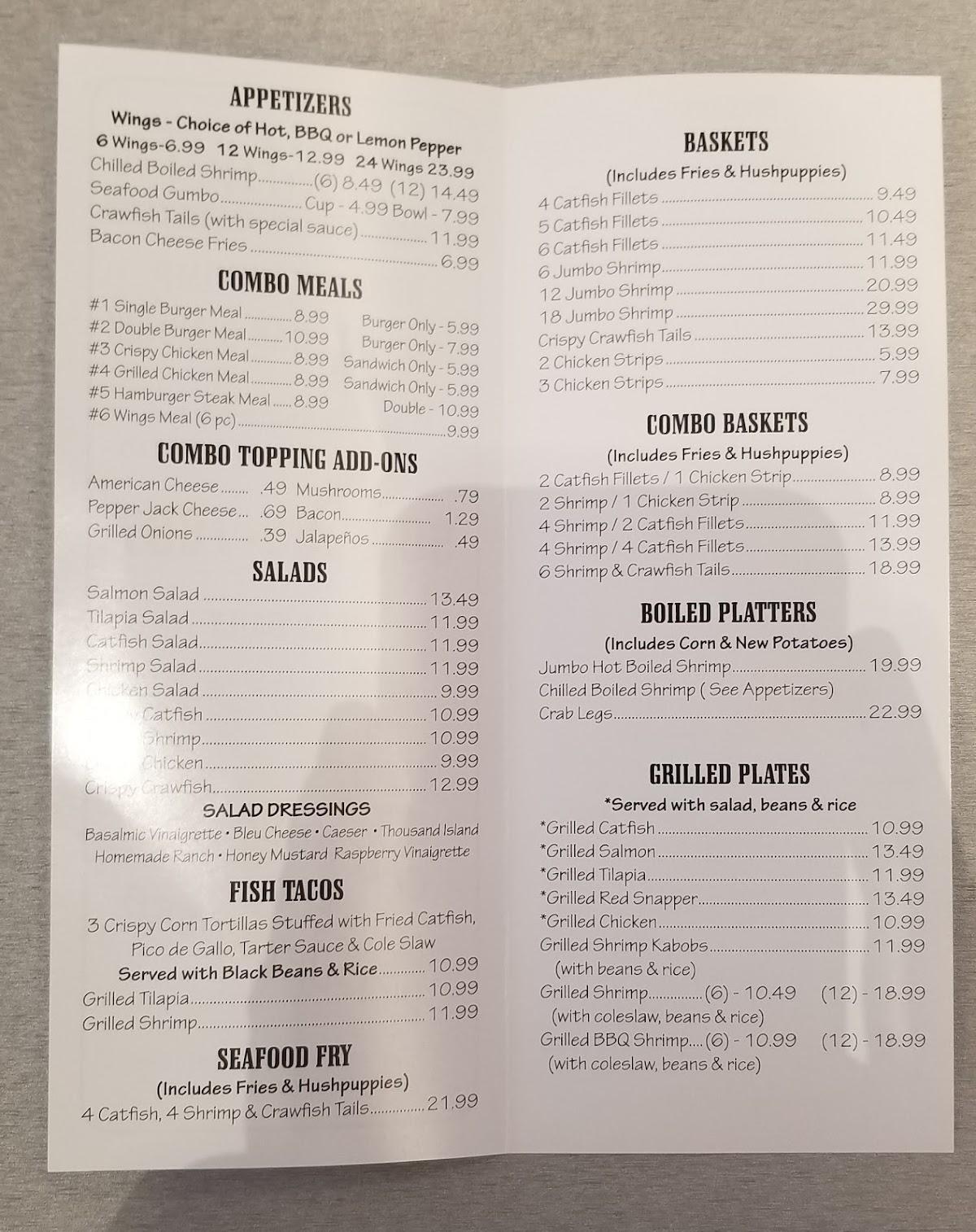 Menu at Flying Burger & Seafood Texarkana restaurant, Texarkana