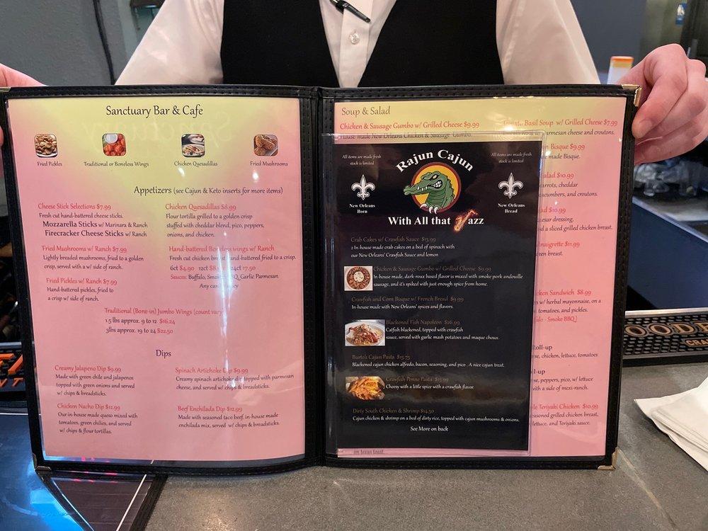 Menu at Sanctuary Café & Bar, Lubbock