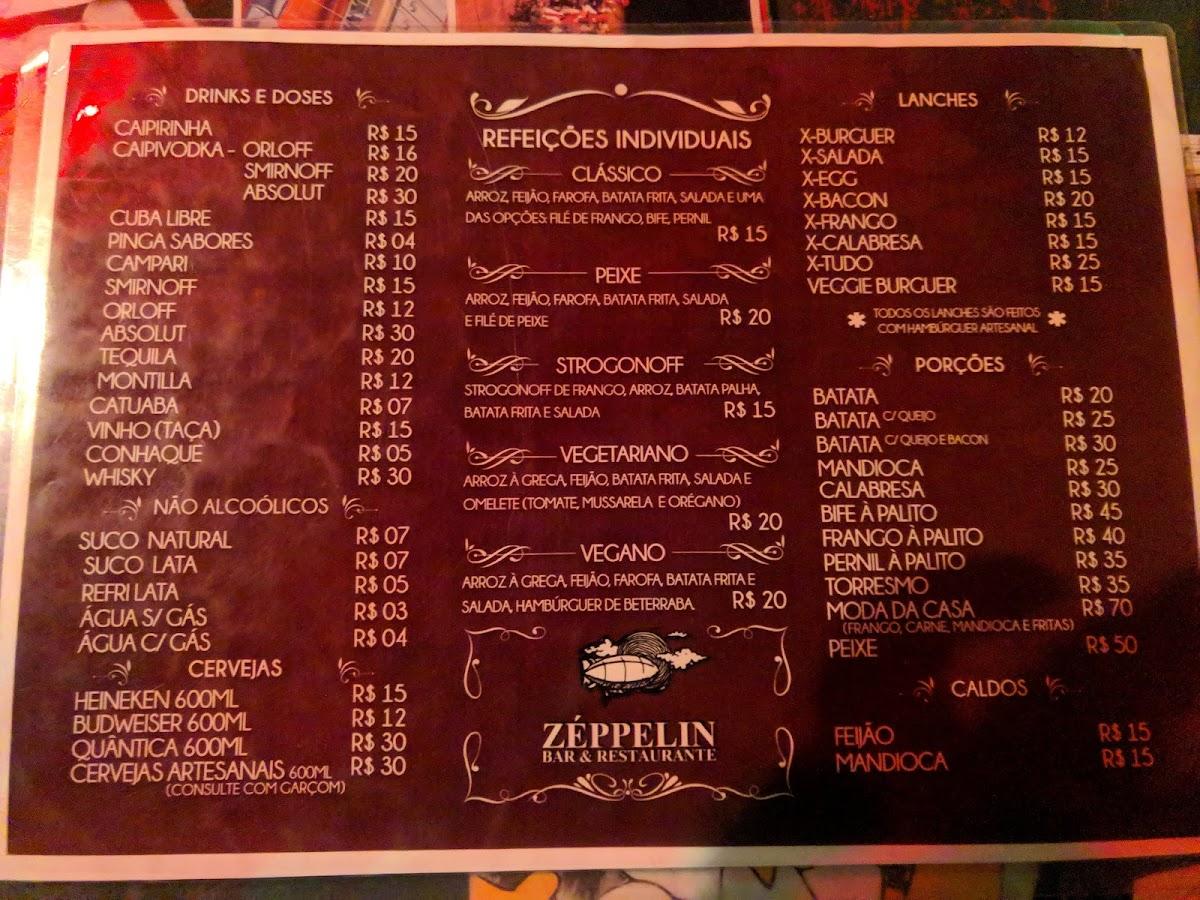 Menu em Zéppelin Bar & Restaurante, São Thomé das Letras