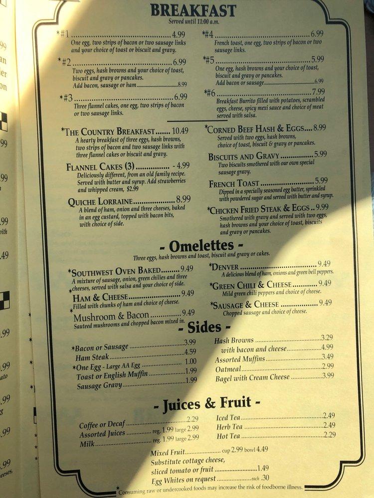 Menu at Berry's Pie Pantry cafe, Prescott
