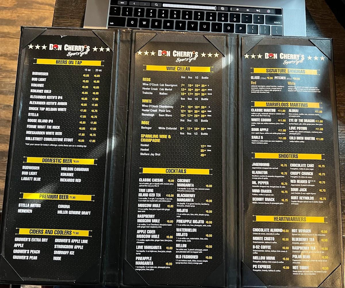 Menu at Don Cherry's Sports Grill pub & bar, Cranbrook