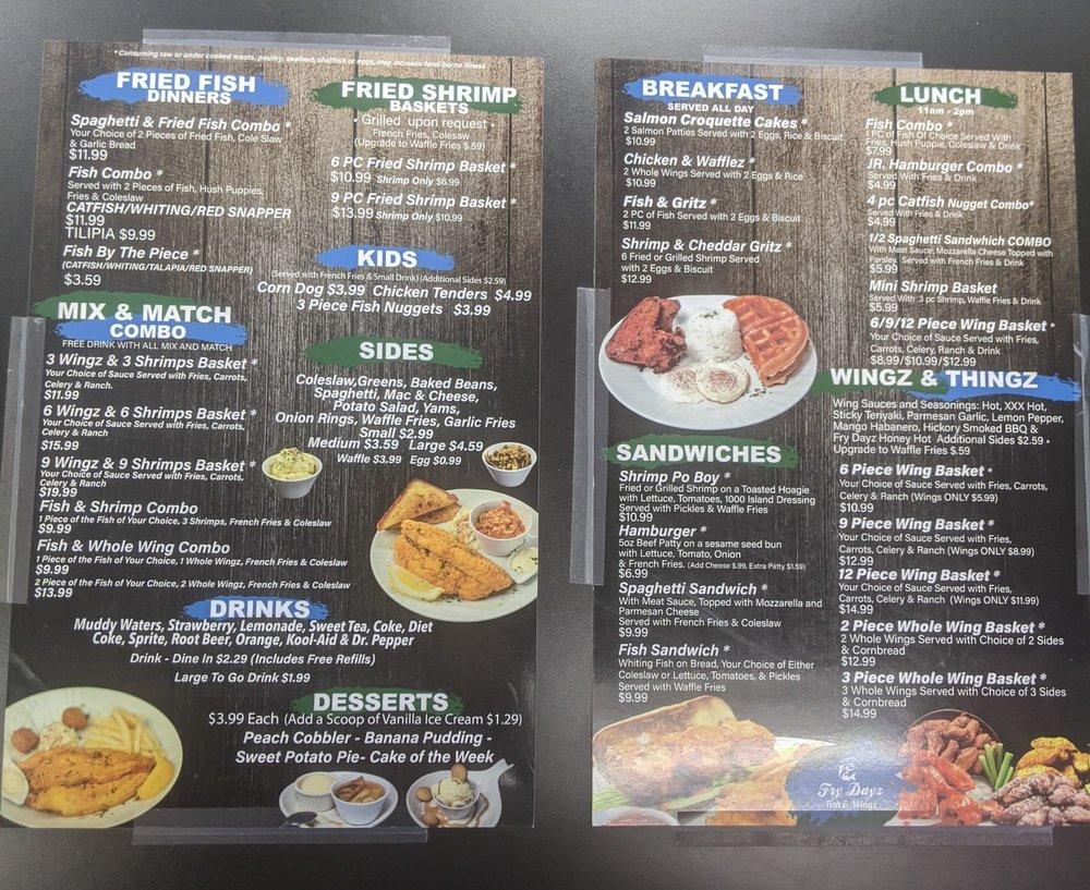 Menu at Fry Dayz Fish And Wings restaurant, Las Vegas