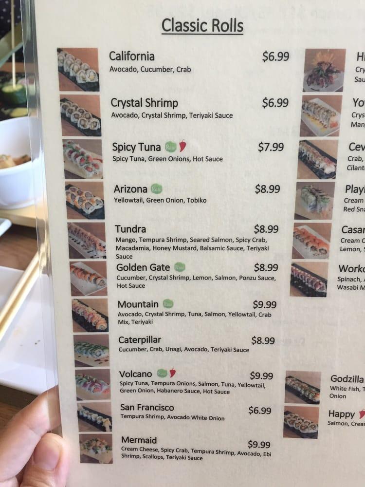 Menu at Hinoki Sushi restaurant, Reno