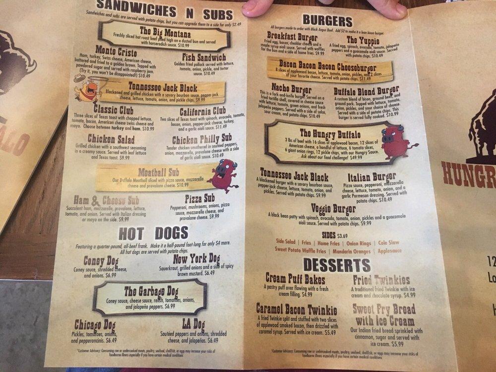 Menu at Hungry Buffalo pub & bar, Logan