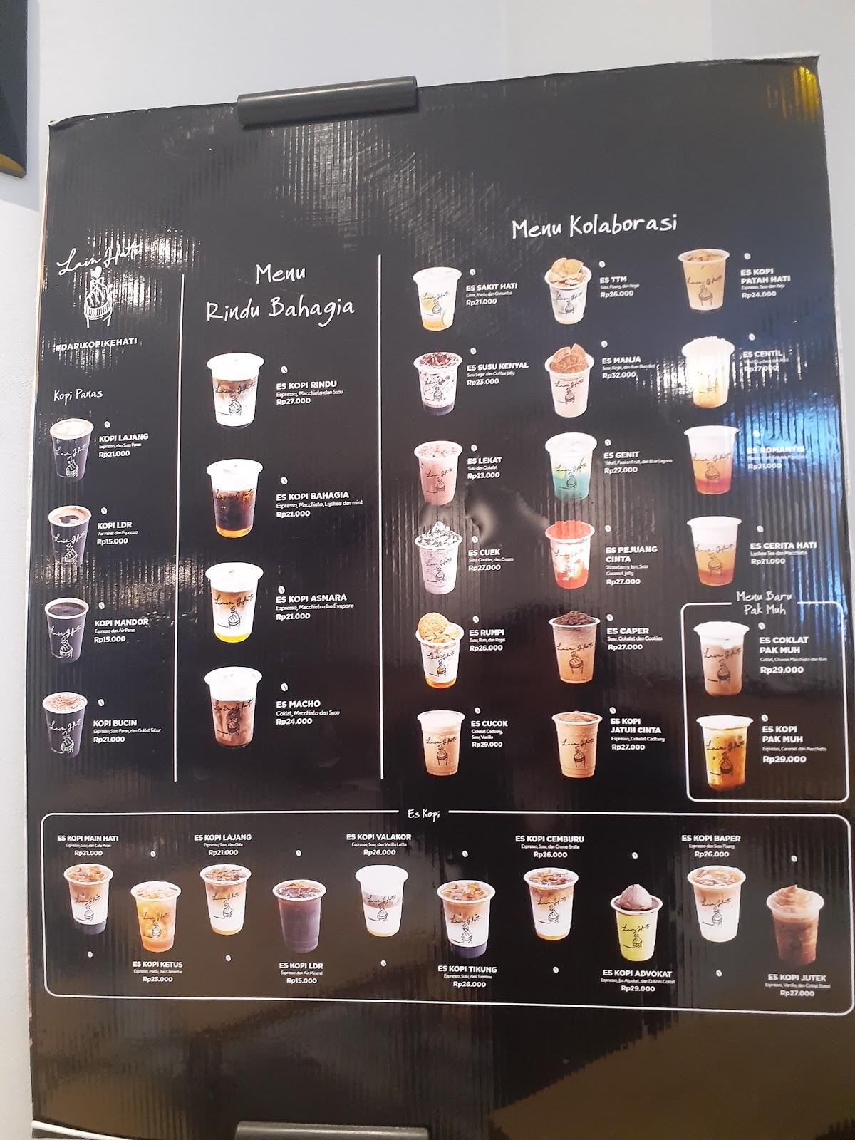 Menu at Kopi Lain Hati Tanjung Selor cafe, Tanjung Selor Hilir