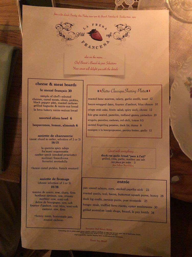 Menu at La Fresa Francesa pub & bar, Hialeah