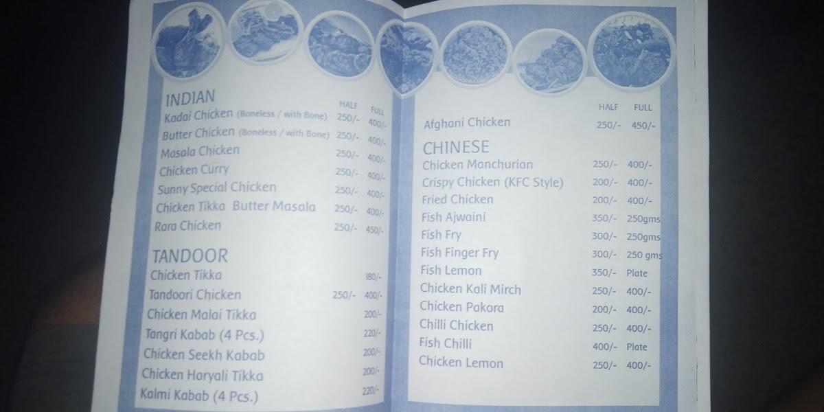 Menu at Sunny Chicken Corner, Amritsar