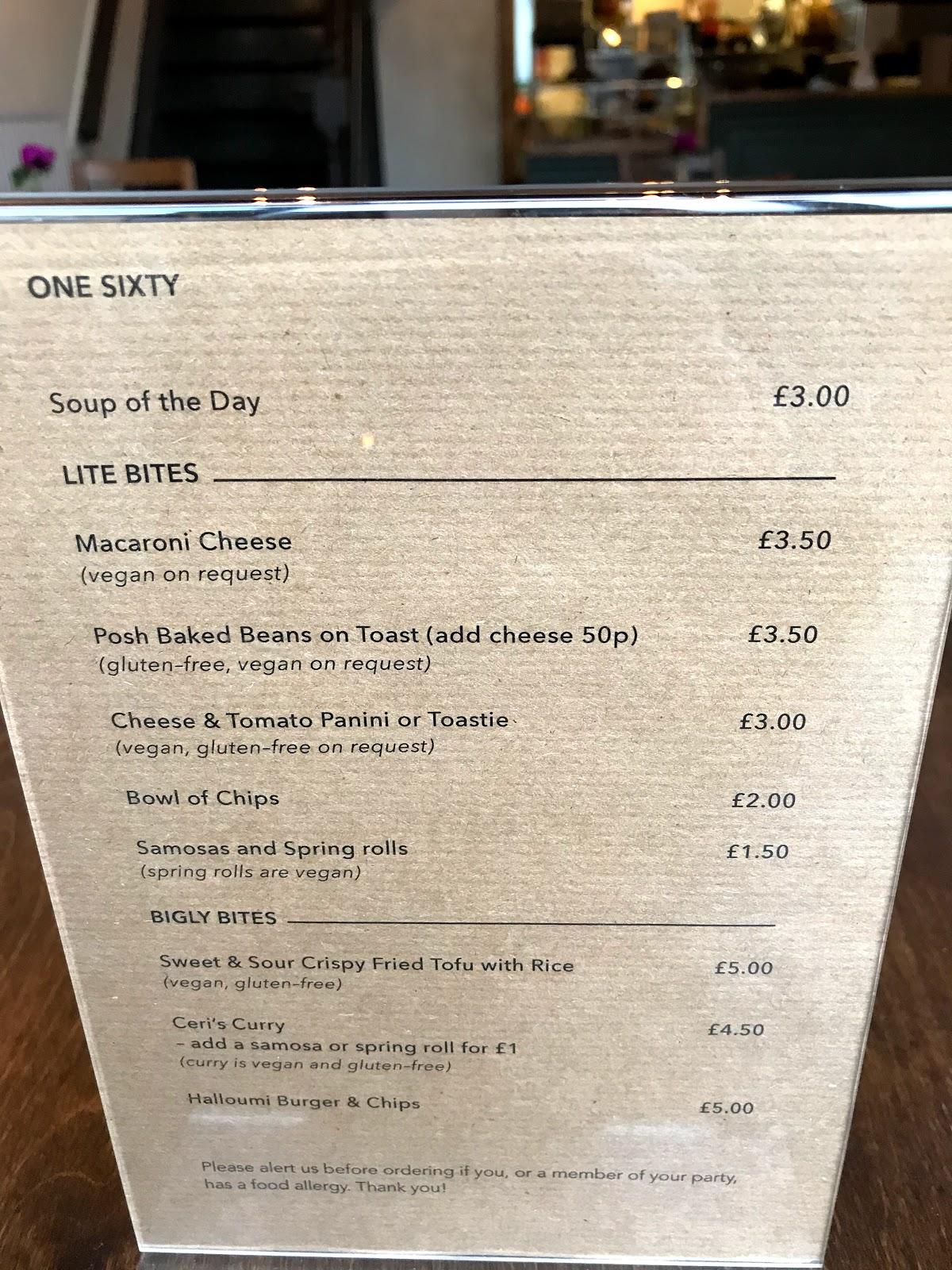 Menu at ONE SIXTY restaurant, Burnley, 160 St James's St