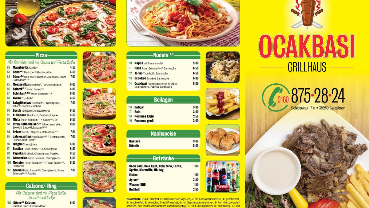 Menu at Ocakbasi Grillhaus restaurant, Salzgitter