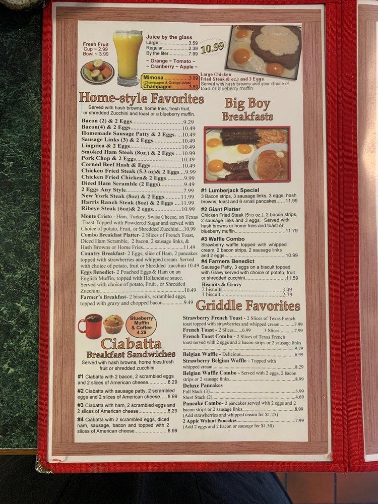 Menu at Red Rooster Cafe, Durham