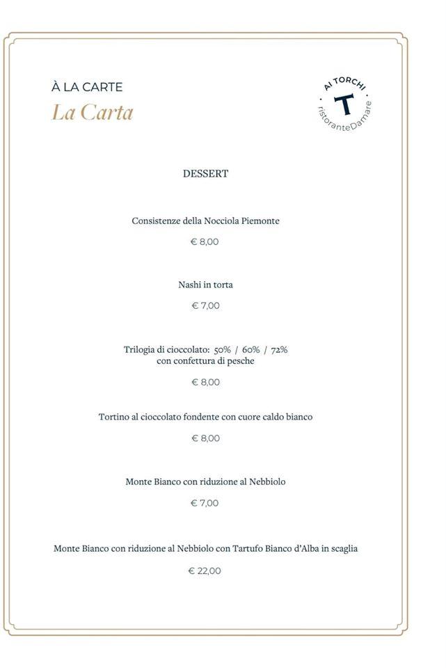 Menu at Ristorante Ai Torchi, Bussana
