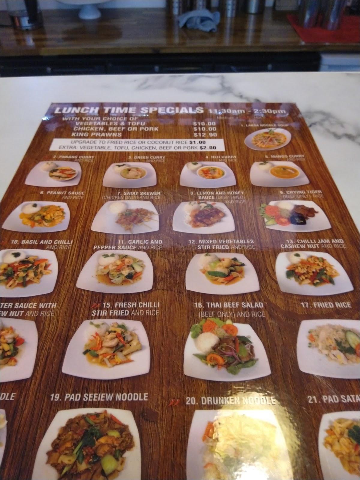 Menu at Sawatdee Thai Restaurant, Batemans Bay