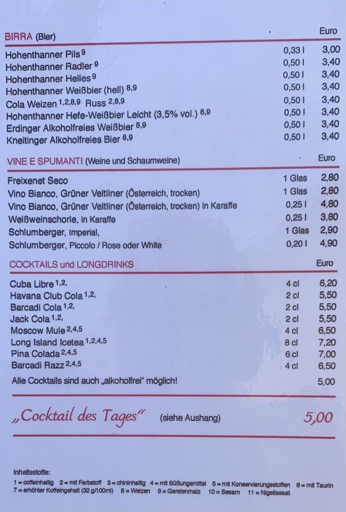 Speisekarte von Segafredo Espresso Bar, Abensberg, Straubinger Str. 42