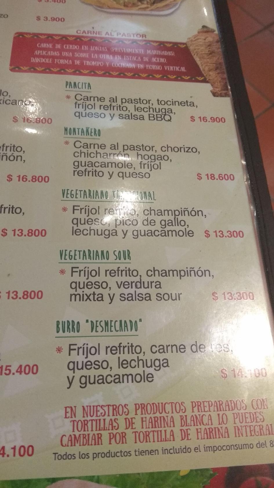 Menu at El Carnal restaurant, Bogotá, Cl. 82 # 13 - 15