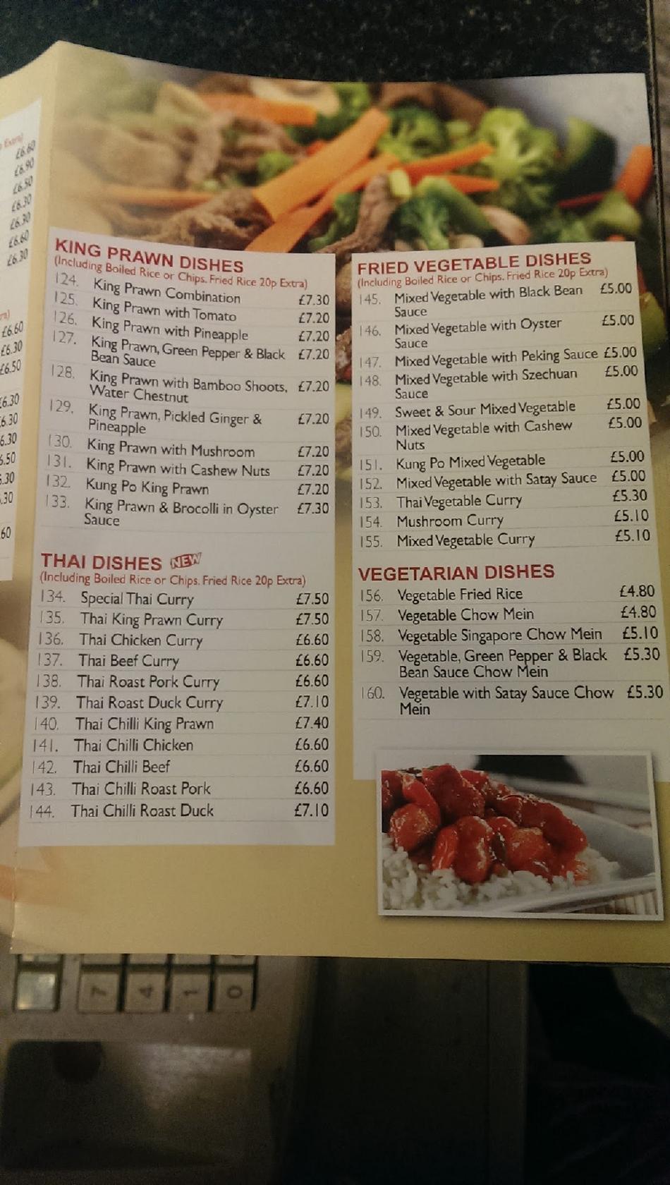 Menu at Hong Kong Carry Out fast food, Dunoon
