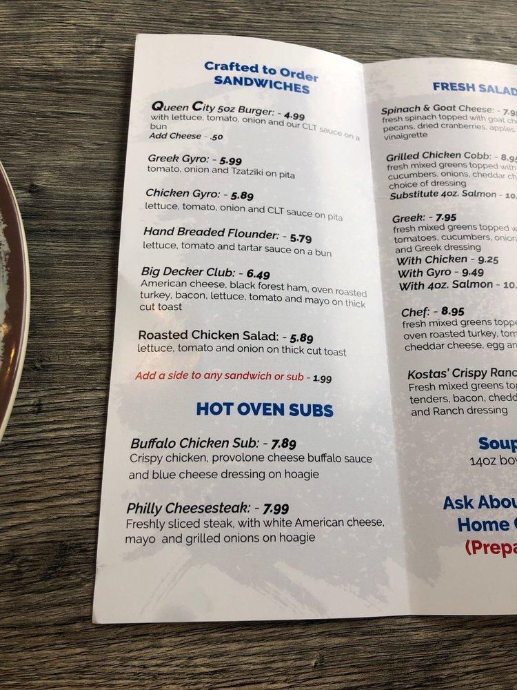 Menu at Kosta's Kitchen restaurant, Charlotte