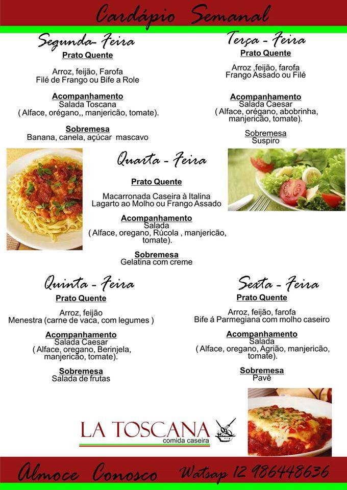 Menu at La Toscana, Santa Branca